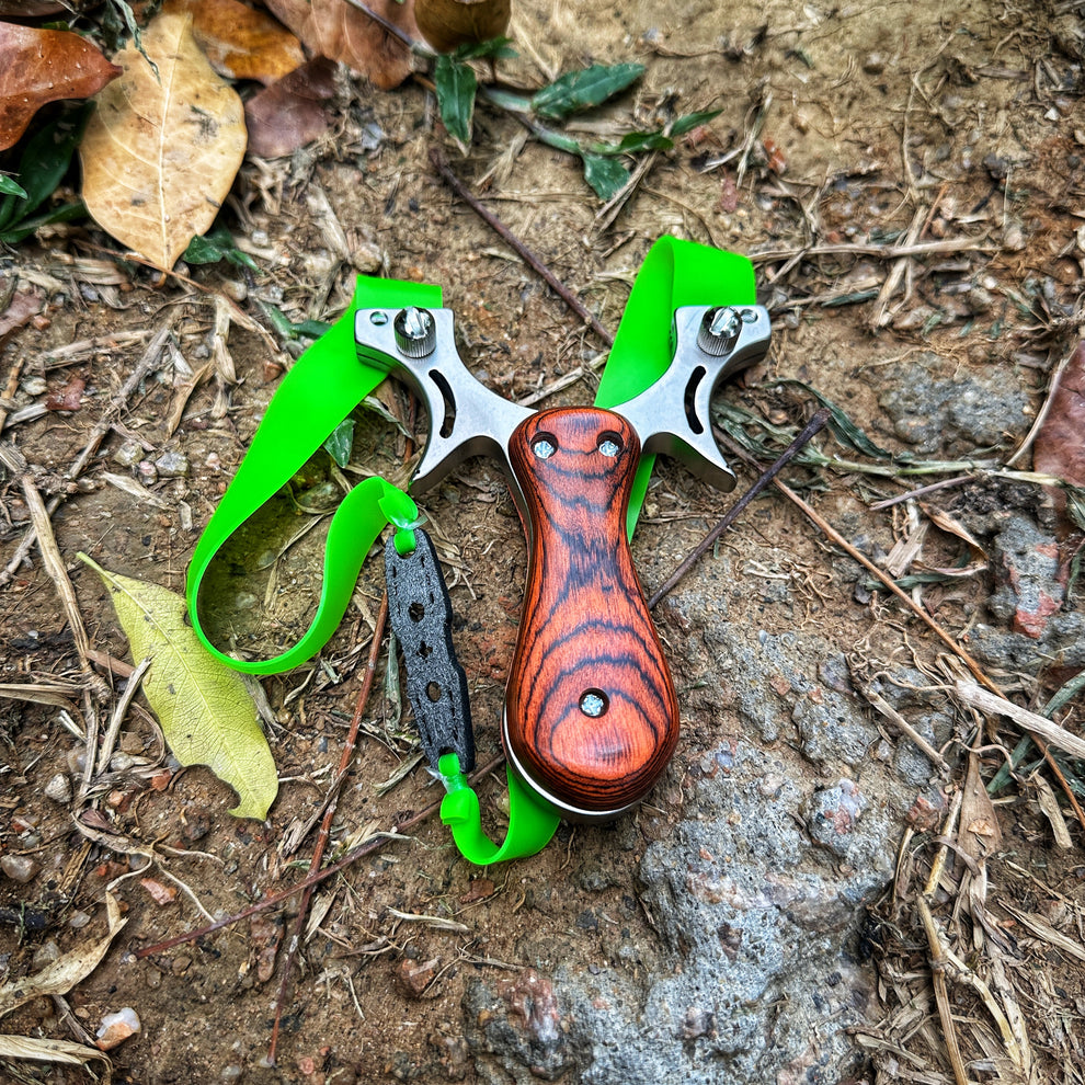 Feather-Wooden Handle Shooting & Hunting Slingshot – HawkSling